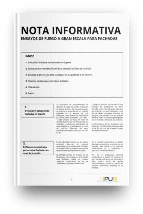 Nota Informativa ensayos de fuego a gran escala para fachadas